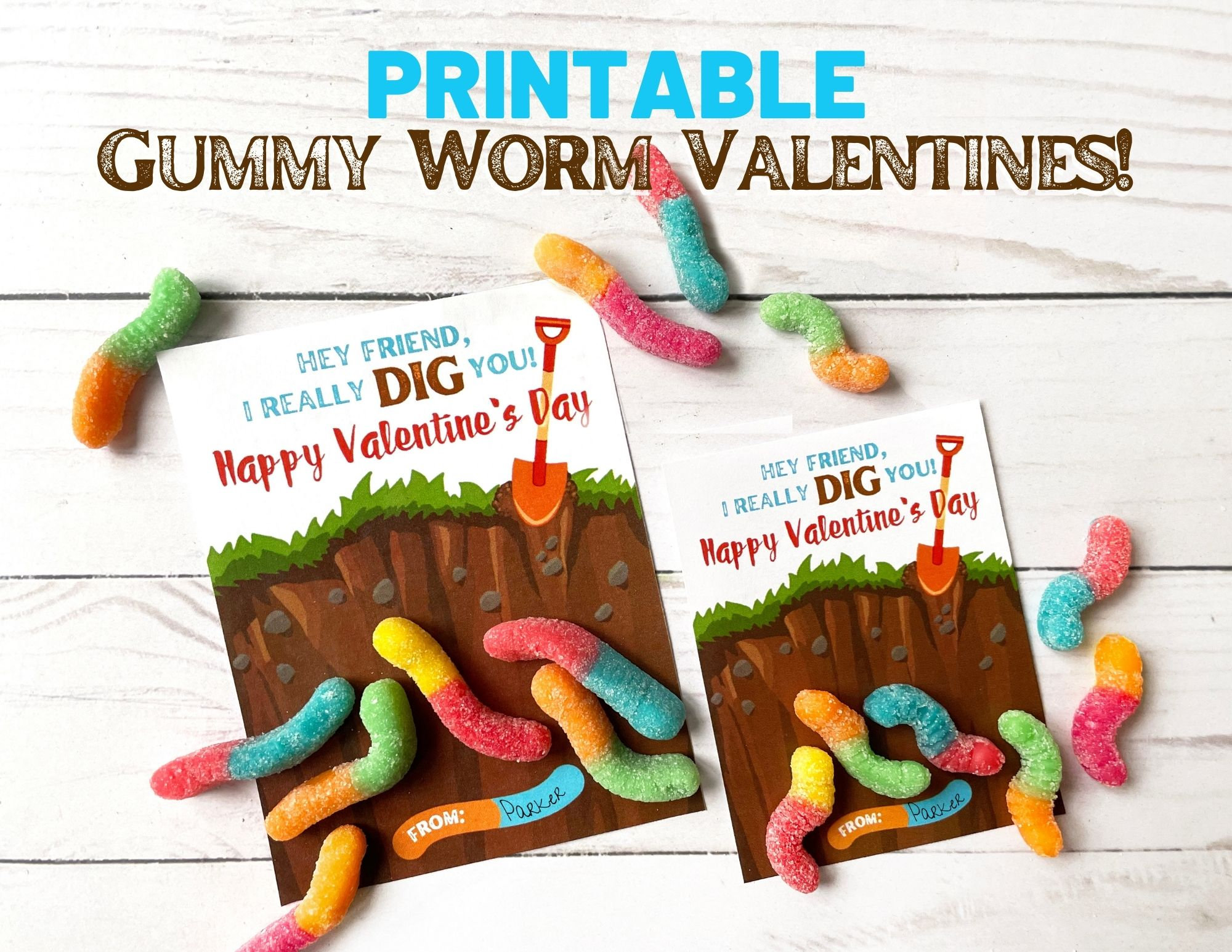 PRINTABLE Valentine Card, Gummy Worm Valentine Card, Printable Classroom Valentine Card, School ...