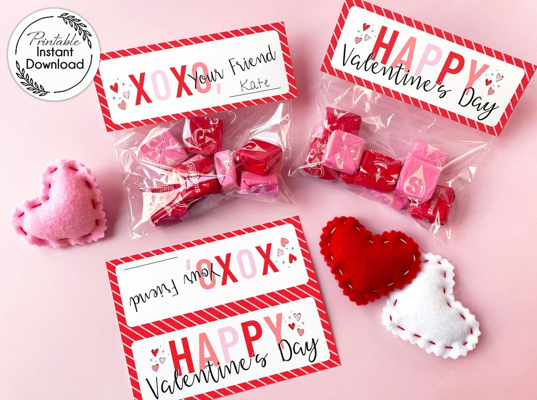 PRINTABLE Valentine Card, Treat Bag Topper Valentine, Printable Kids ...