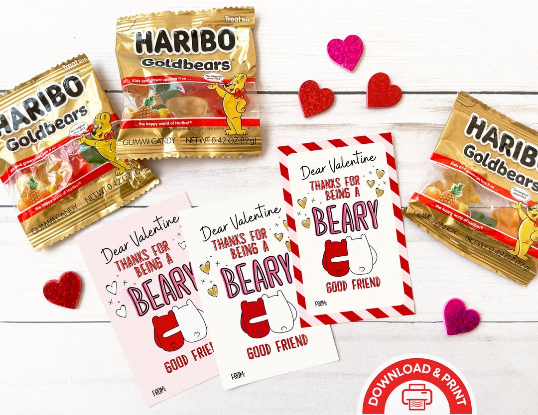 PRINTABLE Valentine Card, Gummy Bear Valentine Card, Printable ...