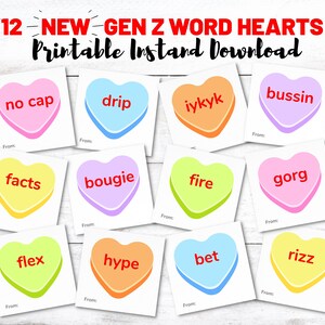 PRINTABLE Valentine Card, Gen Z Conversation Heart Valentine Card ...