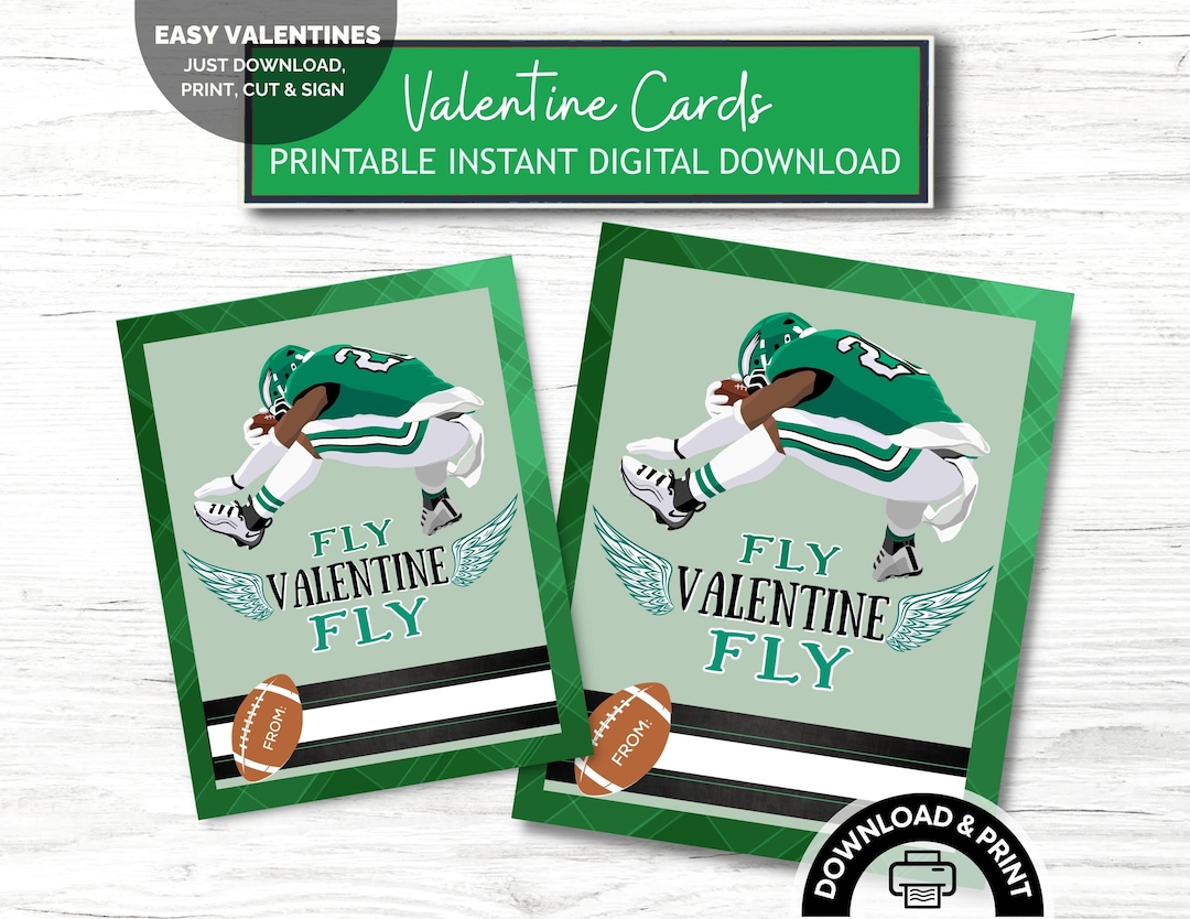 PRINTABLE Eagles Valentine Instant Download, Fly Eagles Fly Valentine ...