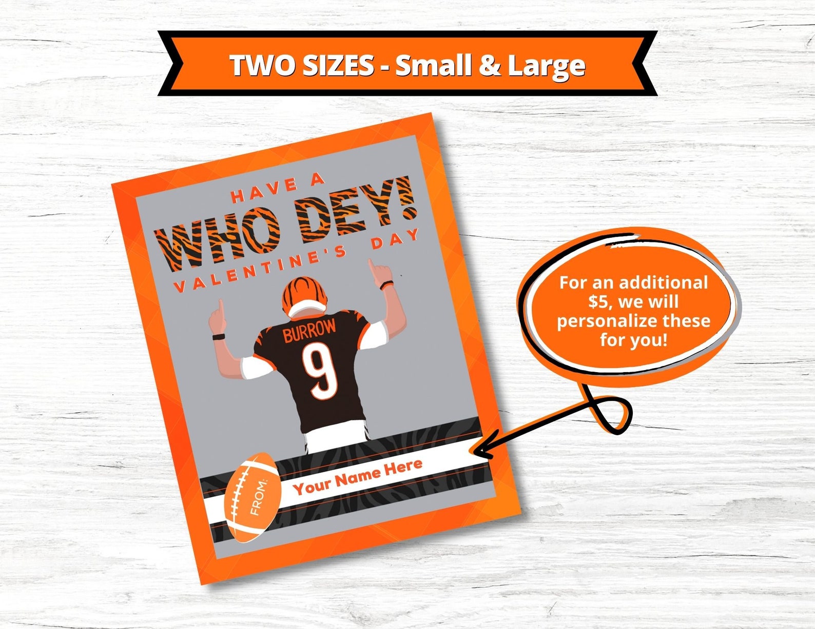 PRINTABLE Bengals Valentine Instant Download, Who Dey Valentine's, Easy ...