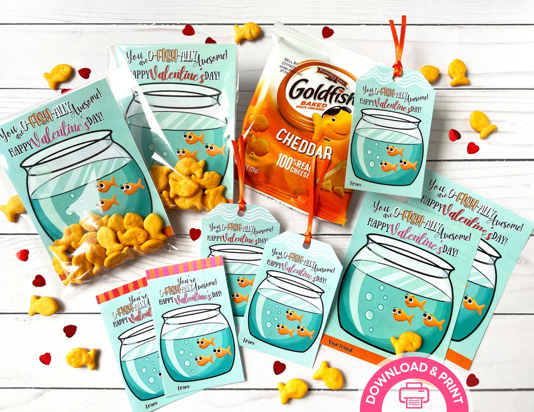 PRINTABLE Valentine Card, Goldfish Valentine Card, Printable Classroom ...