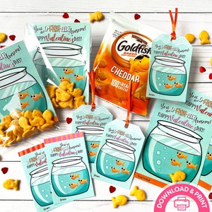 PRINTABLE Valentine Card, Goldfish Valentine Card, Printable Classroom ...