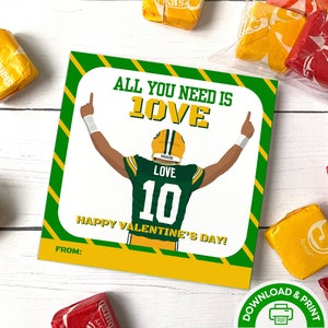 Packers All You Need is Love Valentines, PRINTABLE Instant Download ...