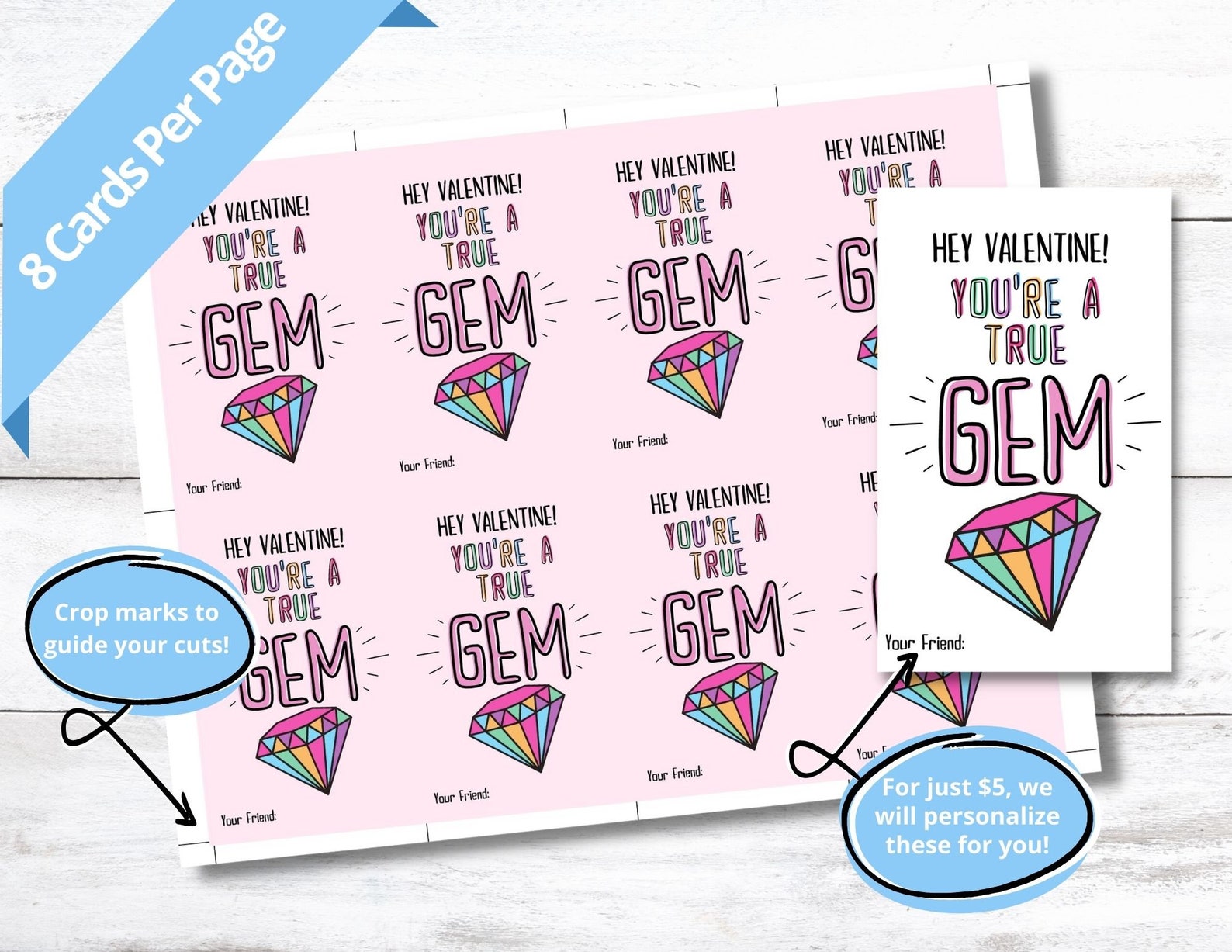 PRINTABLE Valentine Card Ring Pop Valentine Card Printable | Etsy