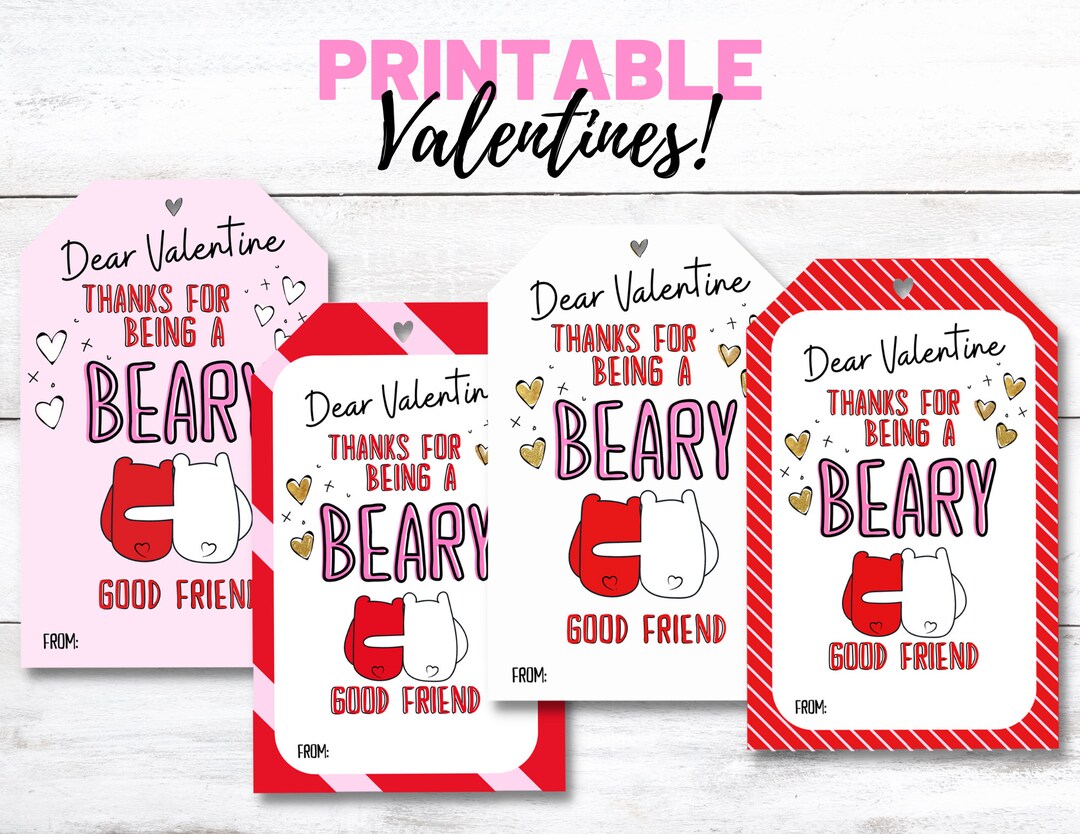 PRINTABLE Valentine Card Gummy Bear Valentine Card Printable - Etsy