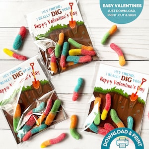 PRINTABLE Valentine Card, Gummy Worm Valentine Card, Printable ...