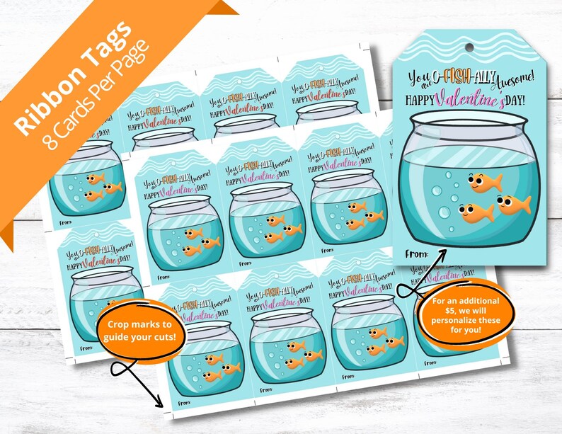 PRINTABLE Valentine Card, Goldfish Valentine Card, Printable Classroom ...
