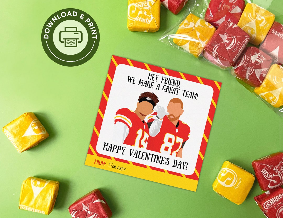 Kelce and Mahomes Valentines, PRINTABLE Instant Download, Easy Kids ...