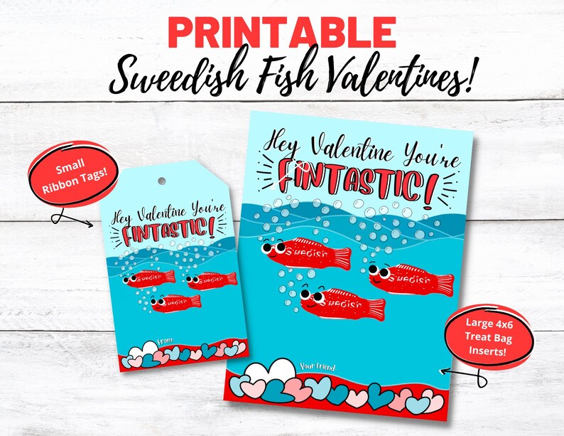 PRINTABLE Valentine Card, Swedish Fish Valentine Card, Printable ...