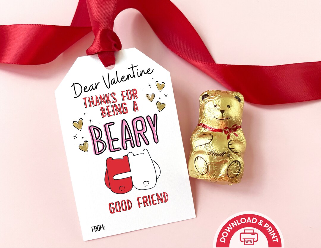 PRINTABLE Valentine Card, Gummy Bear Valentine Card, Printable ...
