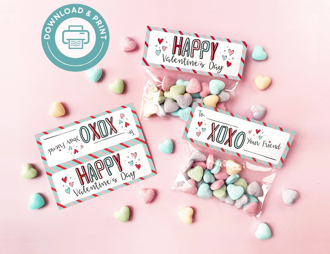 PRINTABLE Valentine Card, Treat Bag Topper Valentine, Printable Kids ...