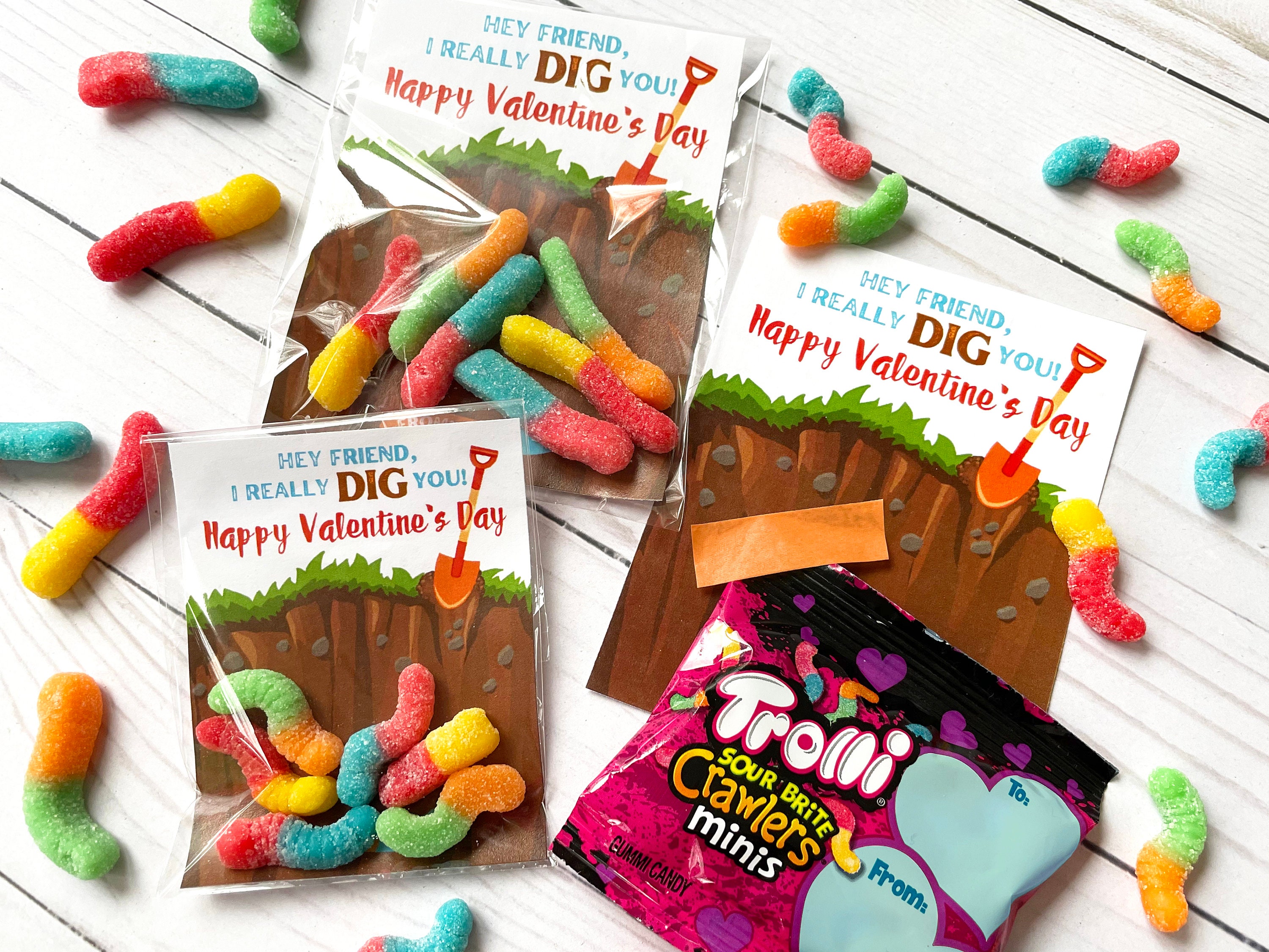 PRINTABLE Valentine Card, Gummy Worm Valentine Card, Printable ...