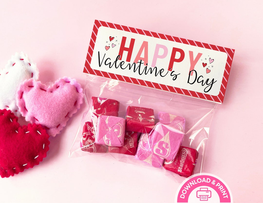PRINTABLE Valentine Card, Treat Bag Topper Valentine, Printable Kids ...