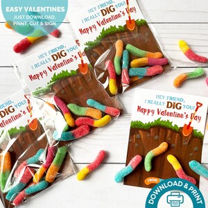 PRINTABLE Valentine Card, Gummy Worm Valentine Card, Printable ...