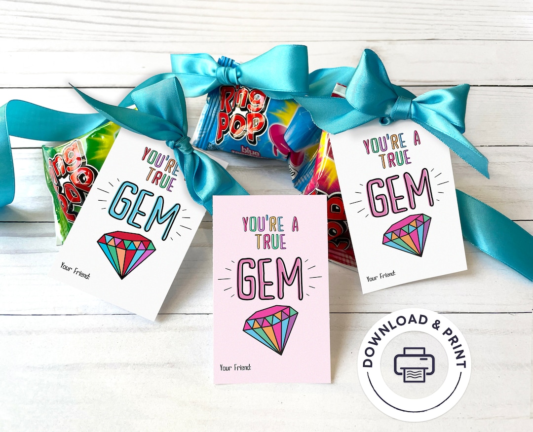 PRINTABLE Party Favor Tag, Ring Pop Party Favor Thank You Card, Easy ...