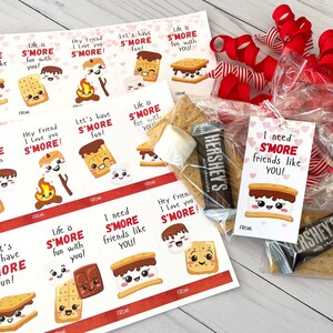 PRINTABLE Valentine Treat Bag Toppers, Smores Valentine Cards for Kids ...