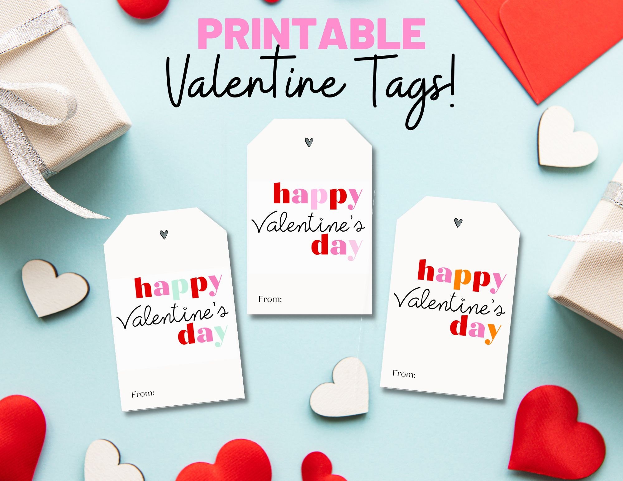 PRINTABLE Valentine Tags, Instant Download Printable Valentine Card ...