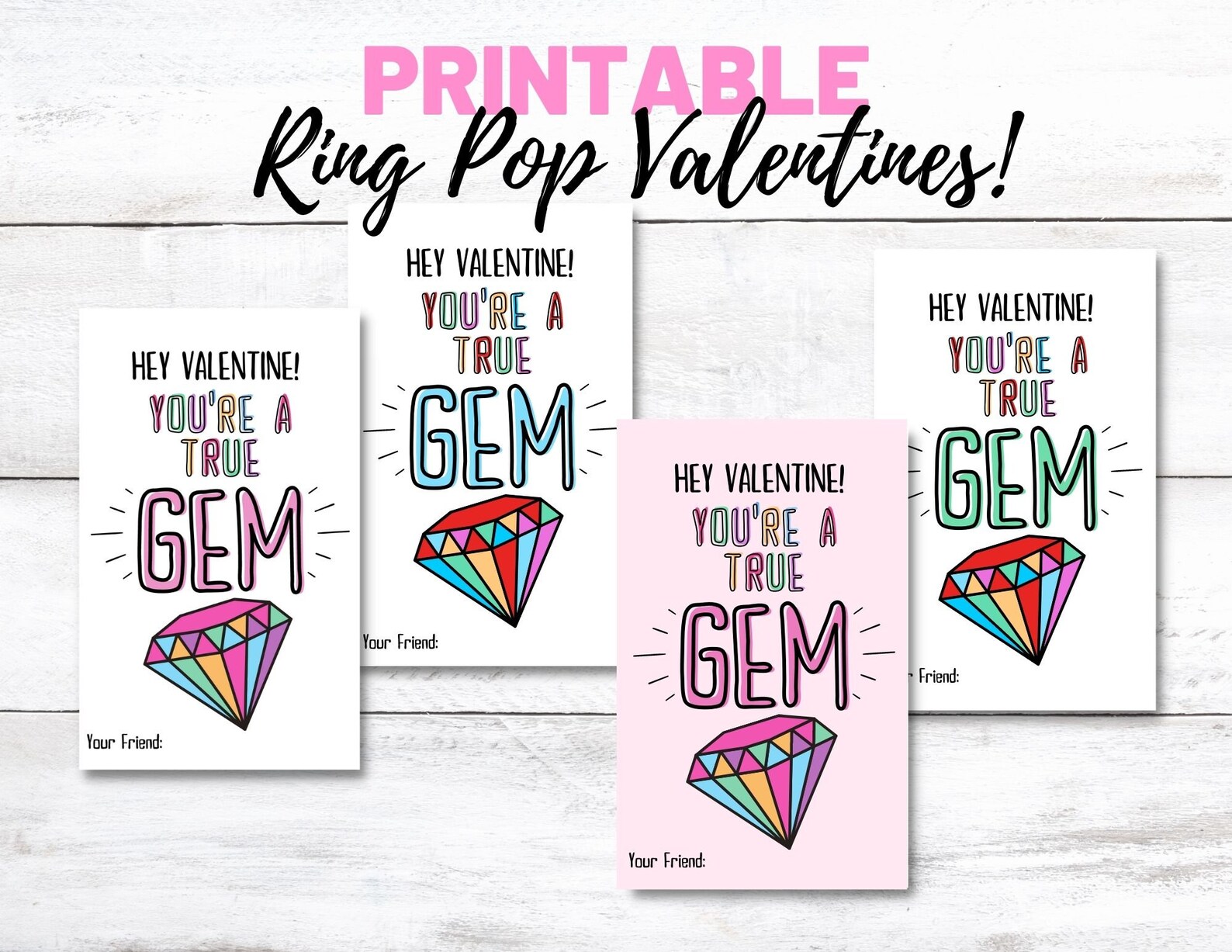 PRINTABLE Valentine Card Ring Pop Valentine Card Printable - Etsy