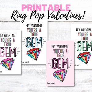 PRINTABLE Valentine Card, Ring Pop Valentine Card, Printable Classroom ...