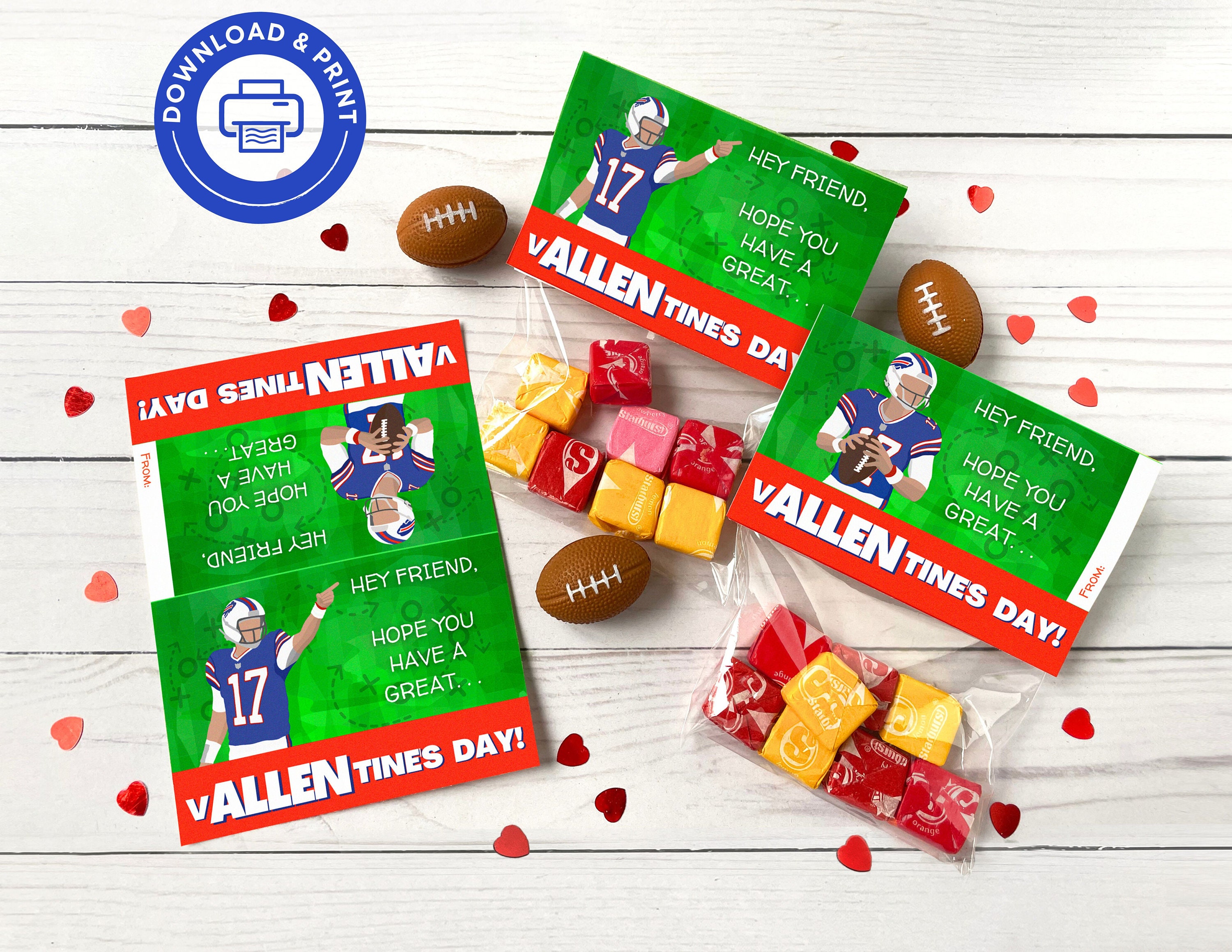 Bills Valentine Treat Bag Topper Cards PRINTABLE, Easy Printable School ...