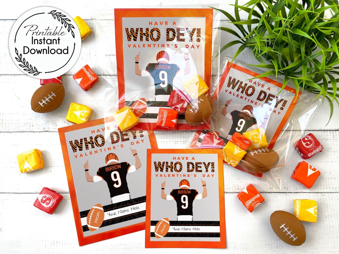 PRINTABLE Bengals Valentine Instant Download, Who Dey Valentine's, Easy ...