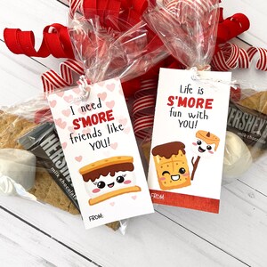 PRINTABLE Valentine Treat Bag Toppers, Smores Valentine Cards for Kids ...