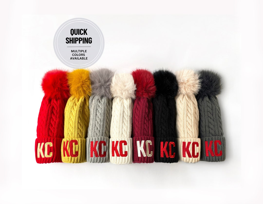 Embroidered KC Beanie Hat, Knit KC Hat, Kansas City Beanie, Chiefs Hat ...
