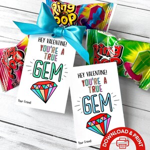 PRINTABLE Valentine Card, Ring Pop Valentine Card, Printable Classroom ...