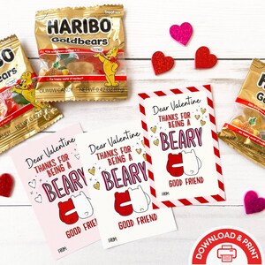 EDITABLE Valentine Card, Gummy Bear Valentine Card, Printable Classroom ...