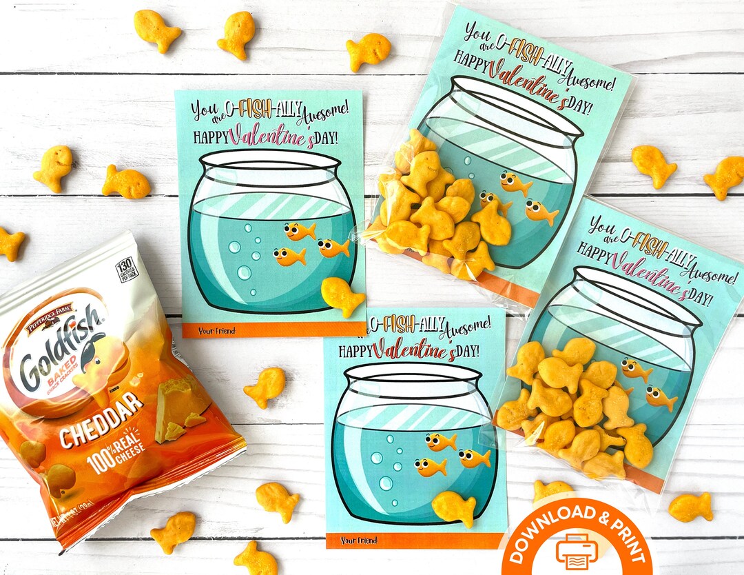 PRINTABLE Valentine Card, Goldfish Valentine Card, Printable Classroom ...