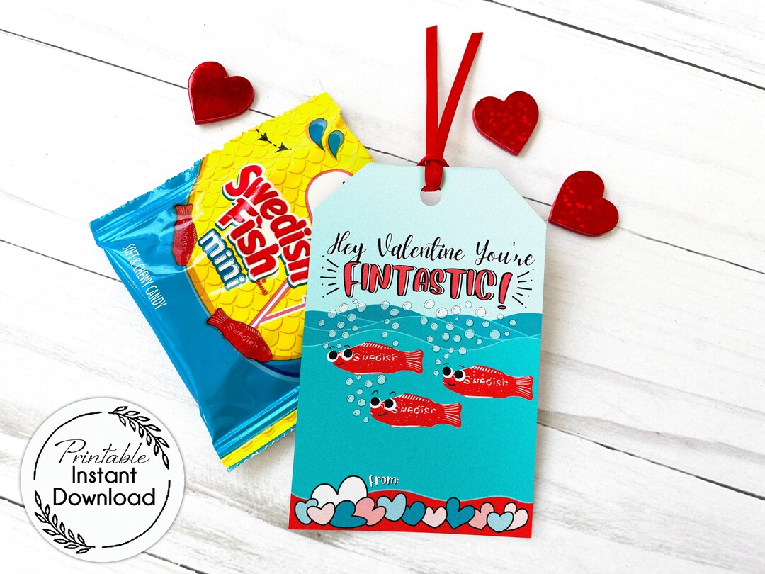 PRINTABLE Valentine Card, Swedish Fish Valentine Card, Printable ...