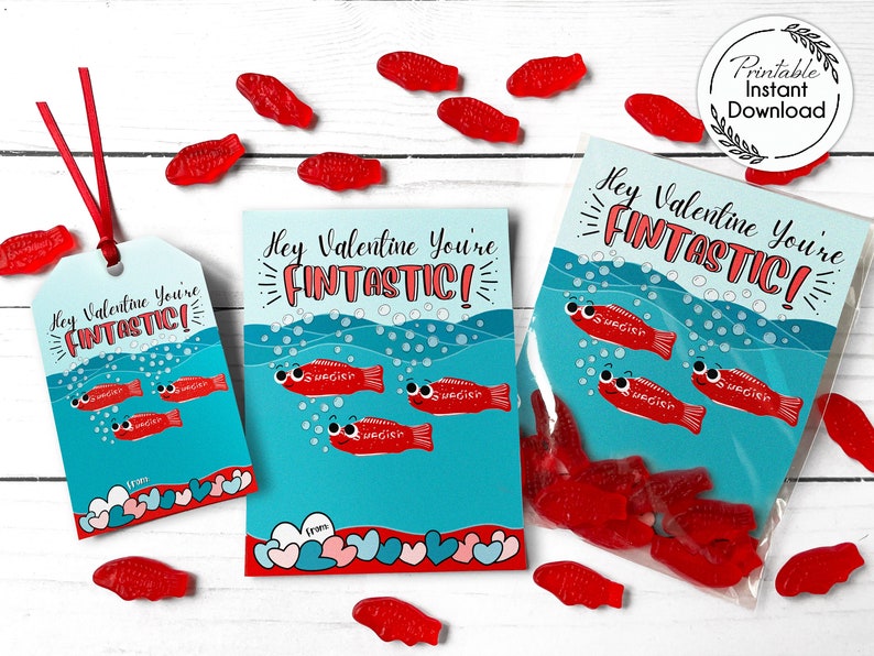 PRINTABLE Valentine Card, Swedish Fish Valentine Card, Printable ...