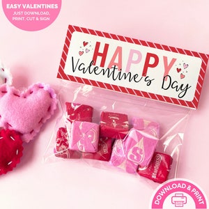PRINTABLE Valentine Card, Treat Bag Topper Valentine, Printable Kids ...