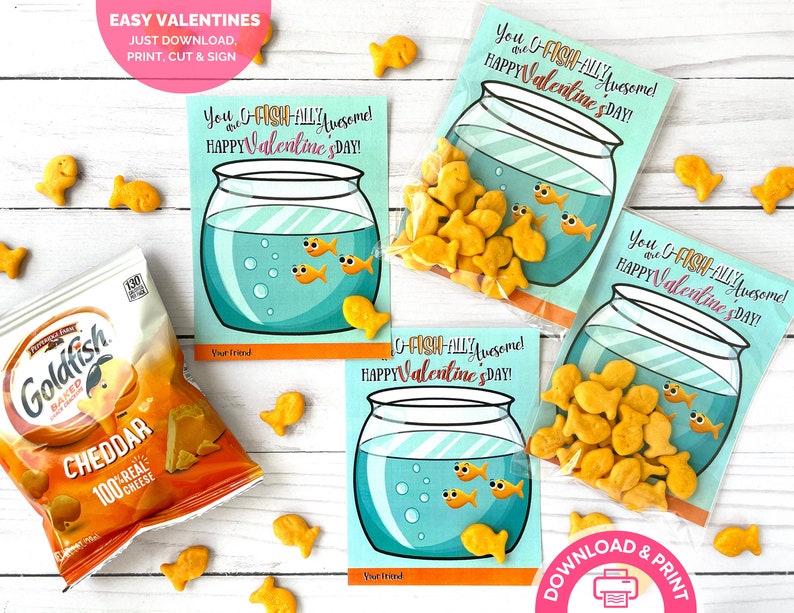 PRINTABLE Valentine Card, Goldfish Valentine Card, Printable Classroom ...