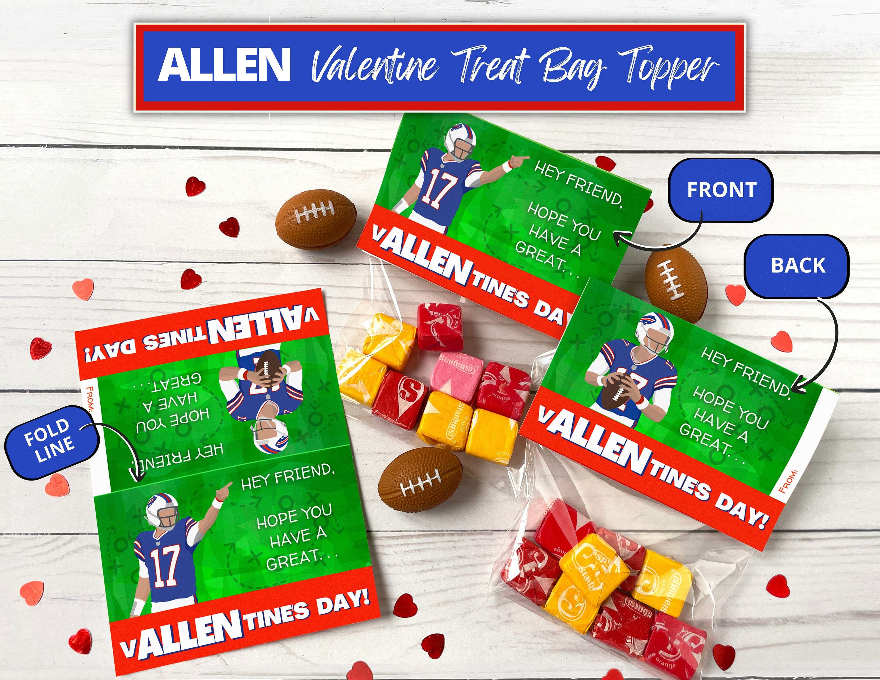 Bills Valentine Treat Bag Topper Cards PRINTABLE, Easy Printable School ...