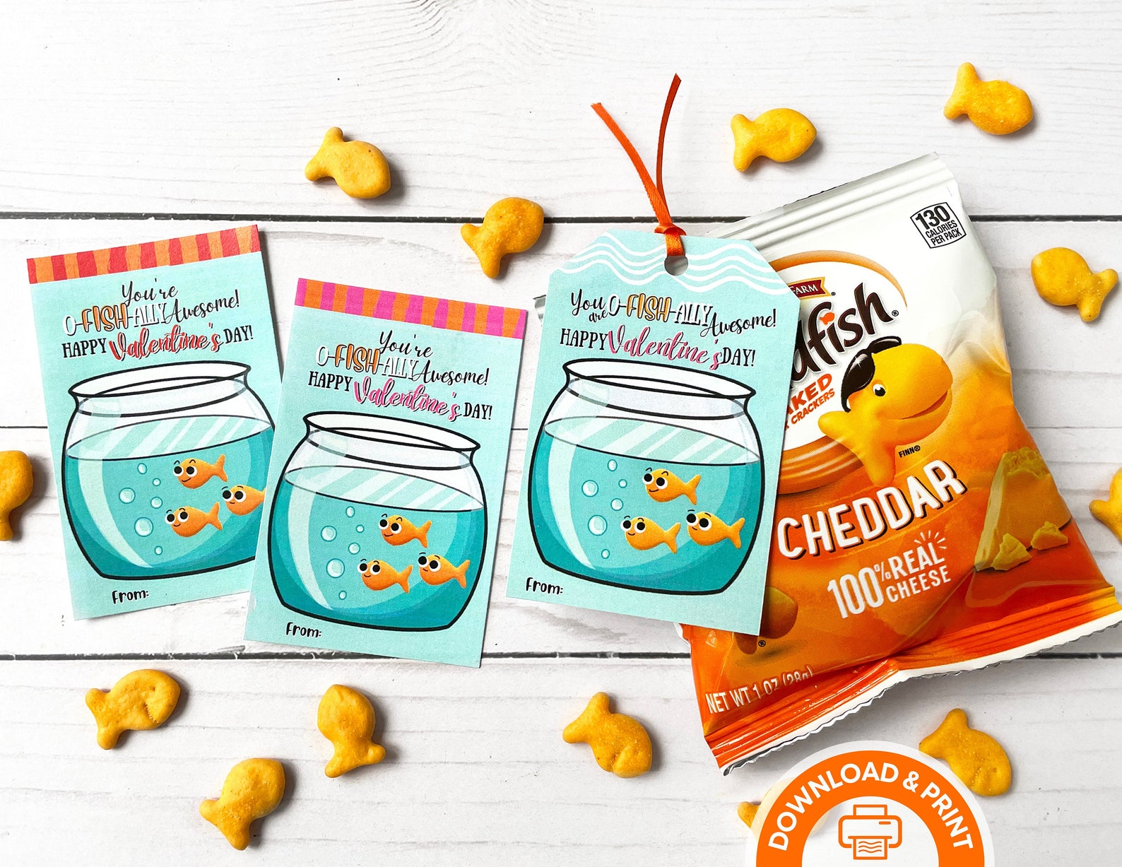 PRINTABLE Valentine Card, Goldfish Valentine Card, Printable Classroom ...