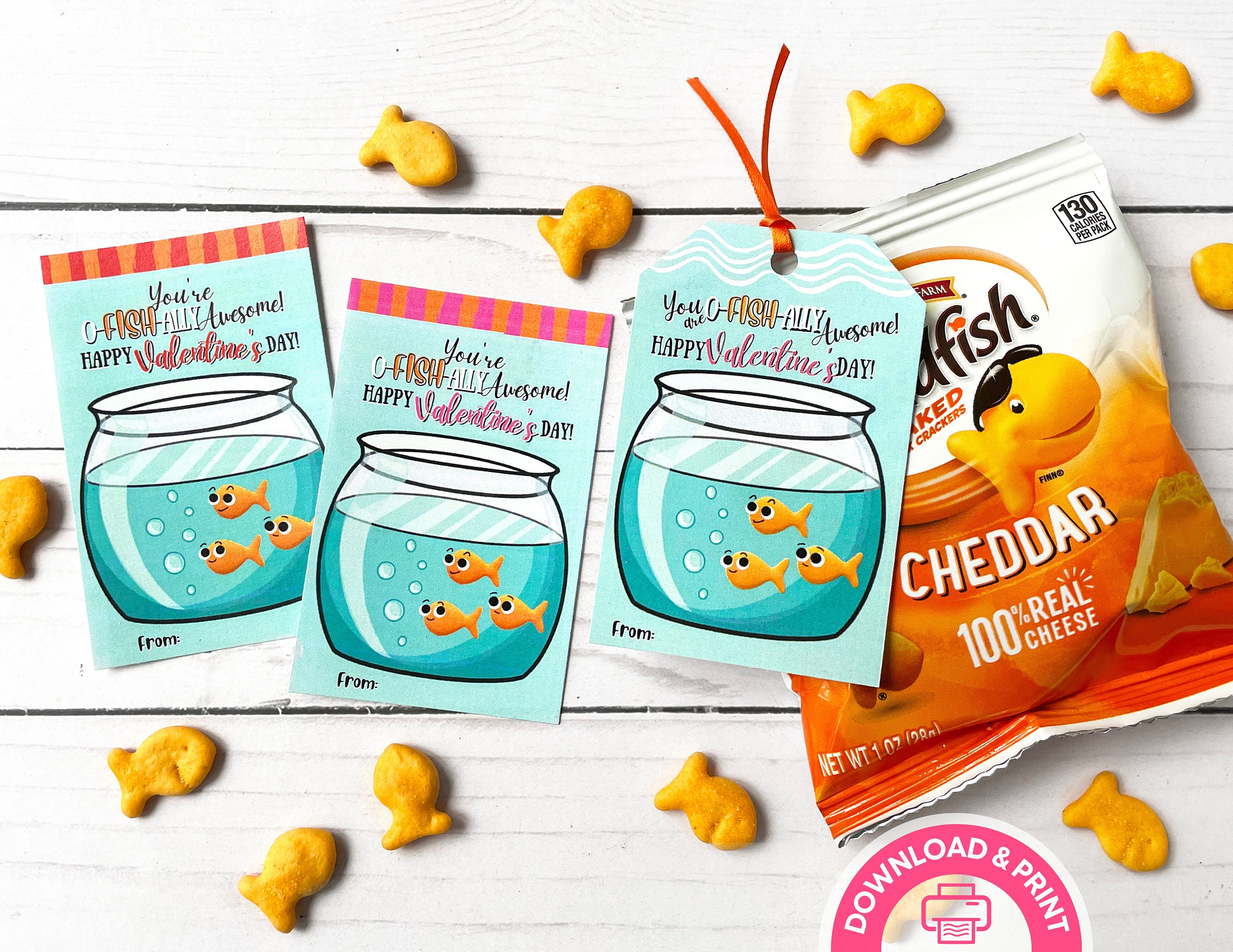 PRINTABLE Valentine Card, Goldfish Valentine Card, Printable Classroom ...