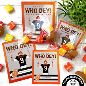 PRINTABLE Bengals Valentine Instant Download, Who Dey Valentine's, Easy ...