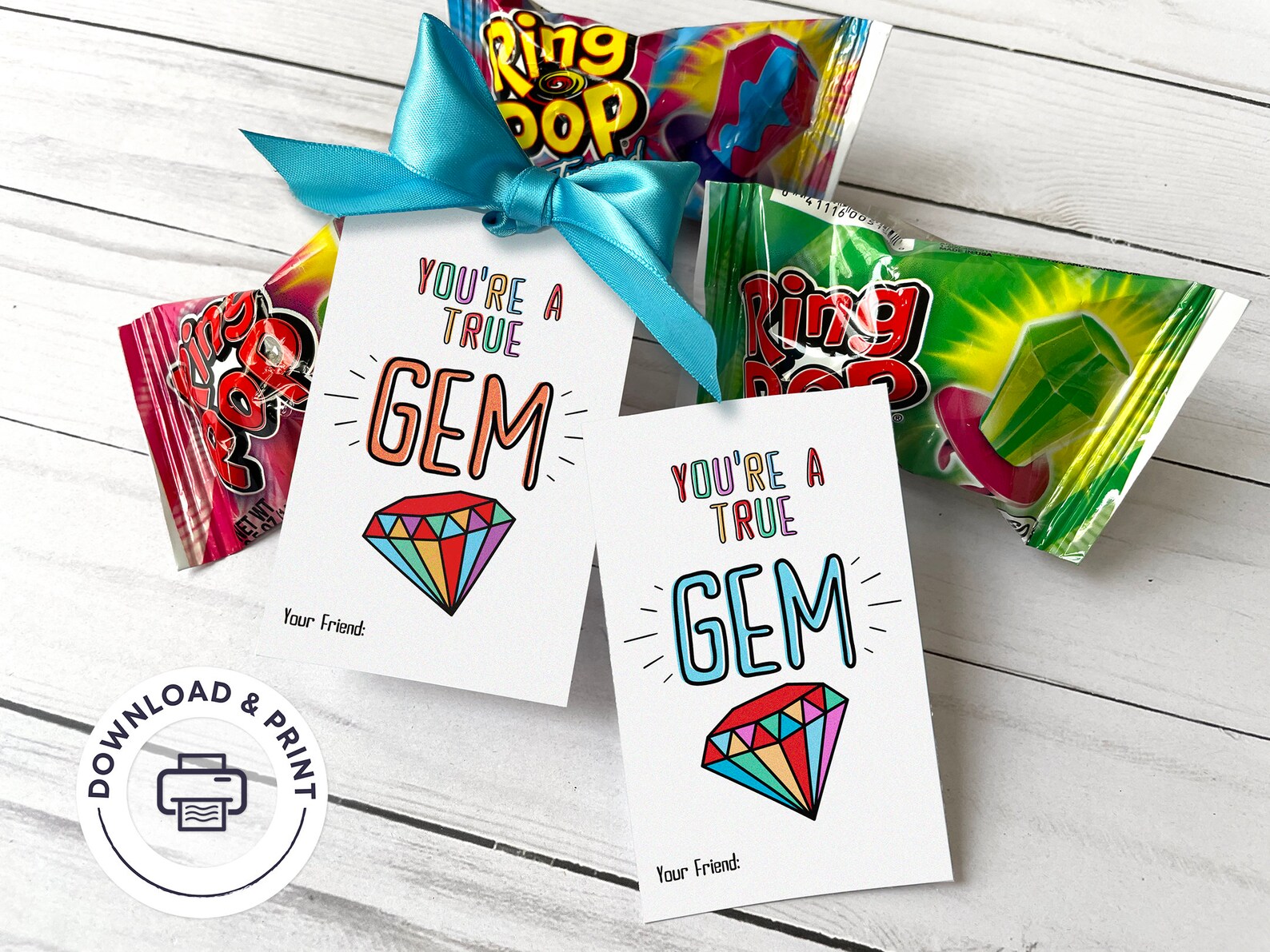 PRINTABLE Party Favor Tag, Ring Pop Party Favor Thank You Card, Easy ...