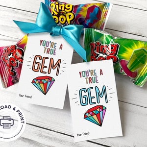 PRINTABLE Party Favor Tag, Ring Pop Party Favor Thank You Card, Easy ...