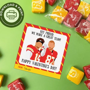 Kelce and Mahomes Valentines, PRINTABLE Instant Download, Easy Kids ...