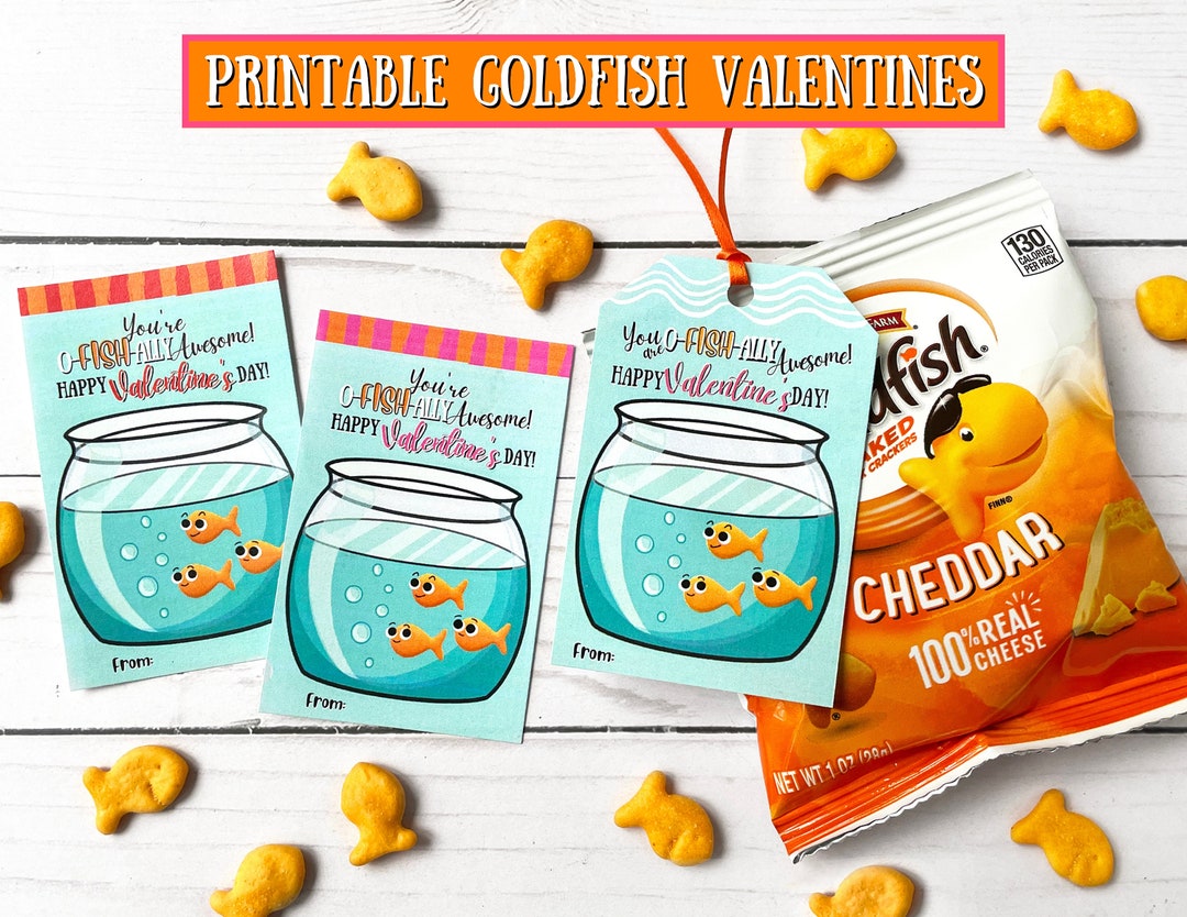 PRINTABLE Valentine Card, Goldfish Valentine Card, Printable Classroom ...
