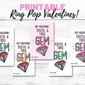PRINTABLE Valentine Card, Ring Pop Valentine Card, Printable Classroom ...