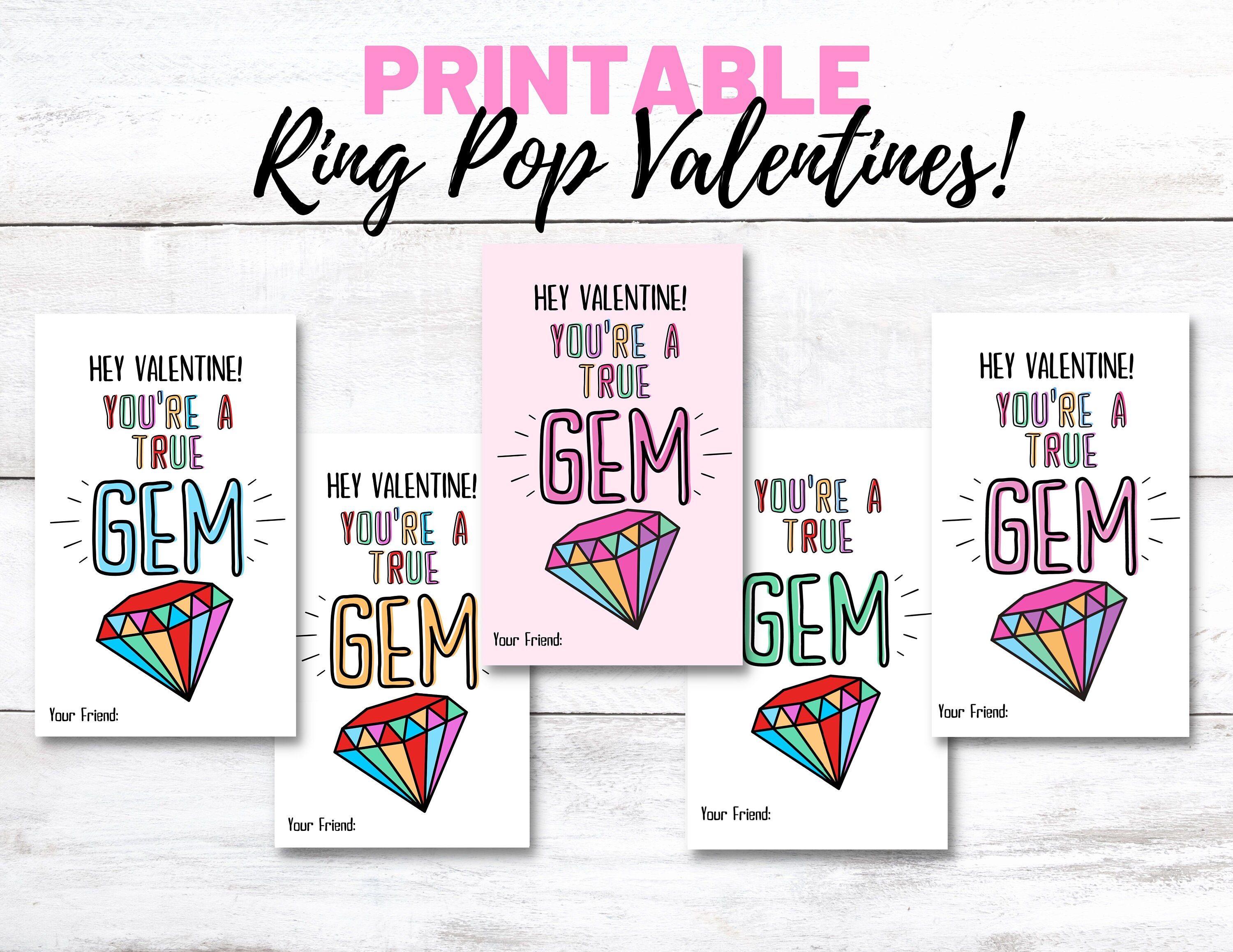 PRINTABLE Valentine Card, Ring Pop Valentine Card, Printable Classroom ...