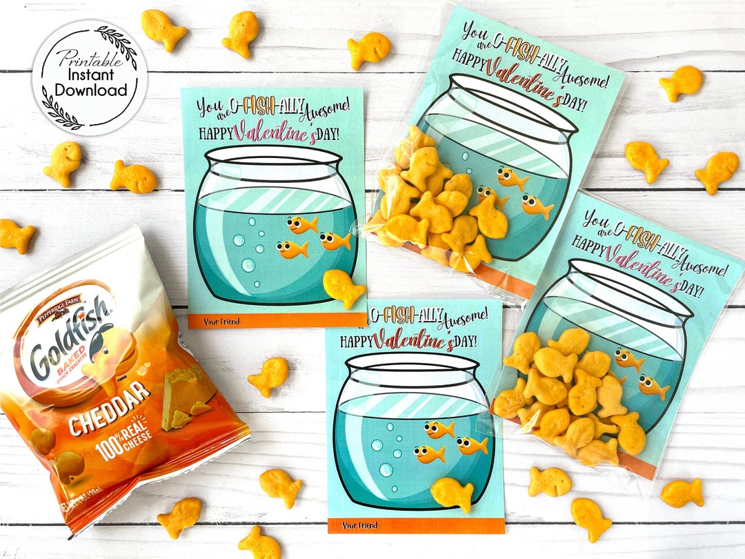 PRINTABLE Valentine Card, Goldfish Valentine Card, Printable Classroom ...