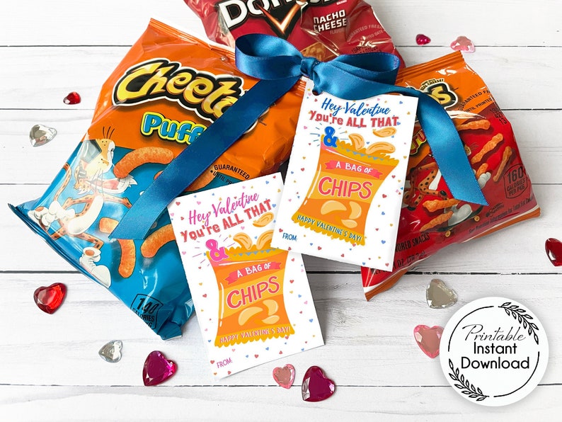 PRINTABLE Valentine Card, Chips Valentine Card, Printable Classroom ...