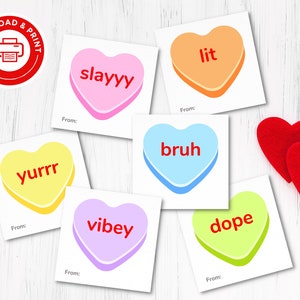 PRINTABLE Valentine Card, Gen Z Conversation Heart Valentine Card ...