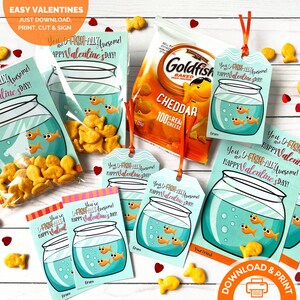 PRINTABLE Valentine Card, Goldfish Valentine Card, Printable Classroom ...